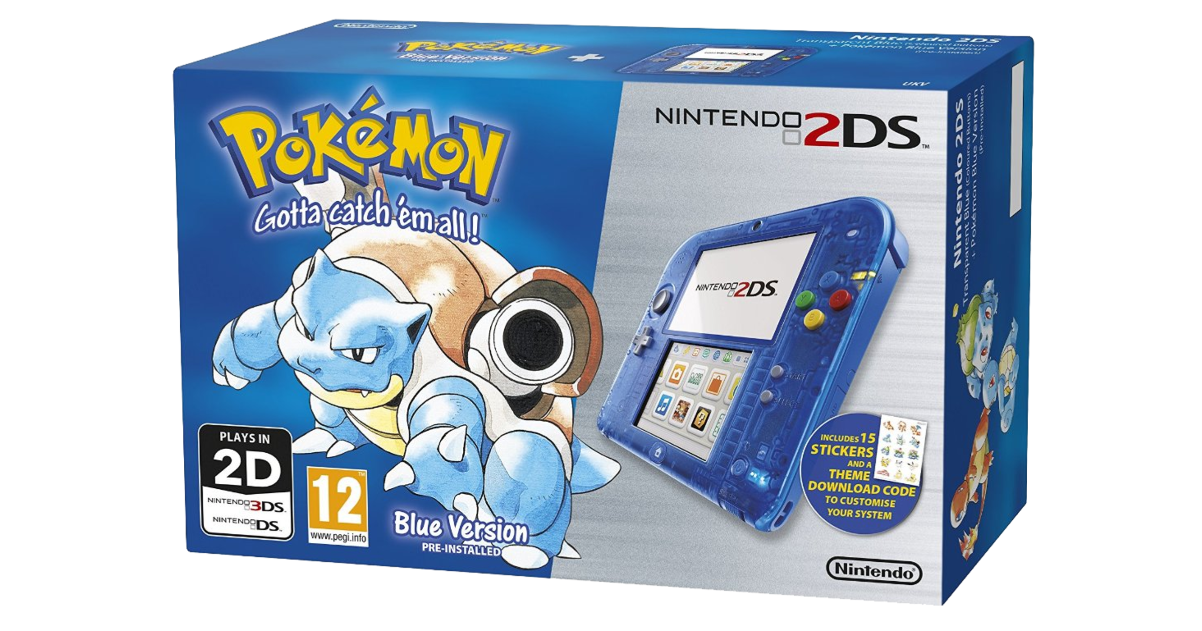 Nintendo 2DS Console - Original [Transparent Blue - Pokemon Edition]